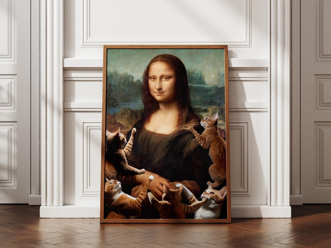 Mona Lisa Cat, Mona Lisa Altered Art, Mona Lisa Poster, Mona Lisa Wall Art, Mona Lisa With Cats ...