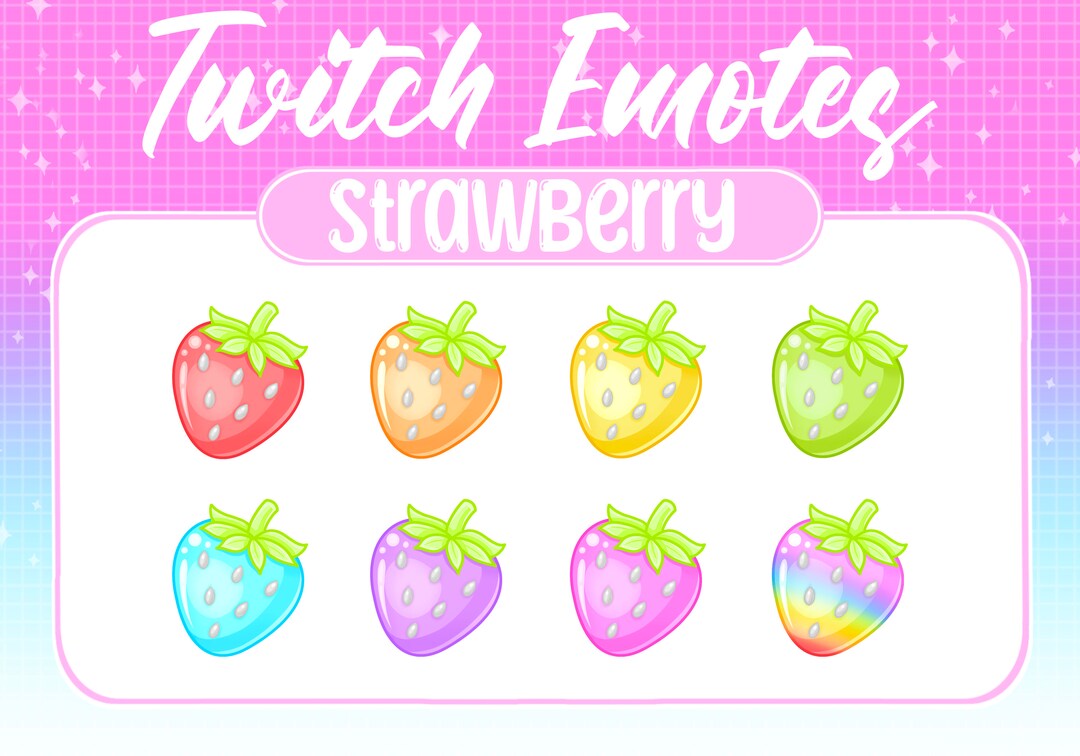8 Pack-cute Strawberry-emotes for Twitch, Youtube, Facebook and Discord ...
