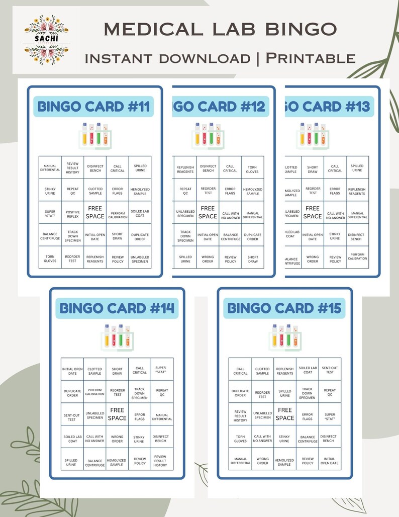 Printable Lab Week Bingo Game 30 Bingo Cards Medical Laboratory Games ...