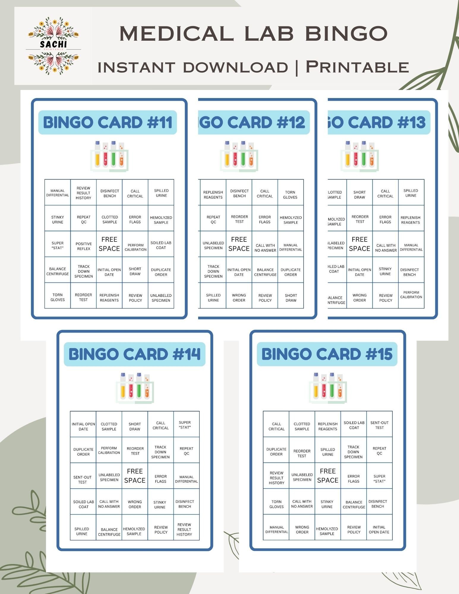 Printable Lab Week Bingo Game 30 Bingo Cards Medical Laboratory Games ...