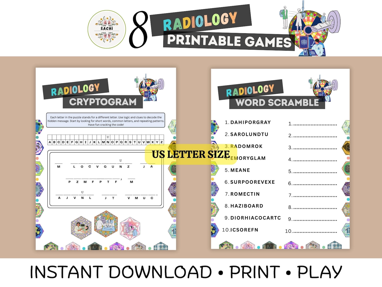 Printable 8 Radiology Game Bundle | 2025 the Kaleidoscope of Radiologic ...