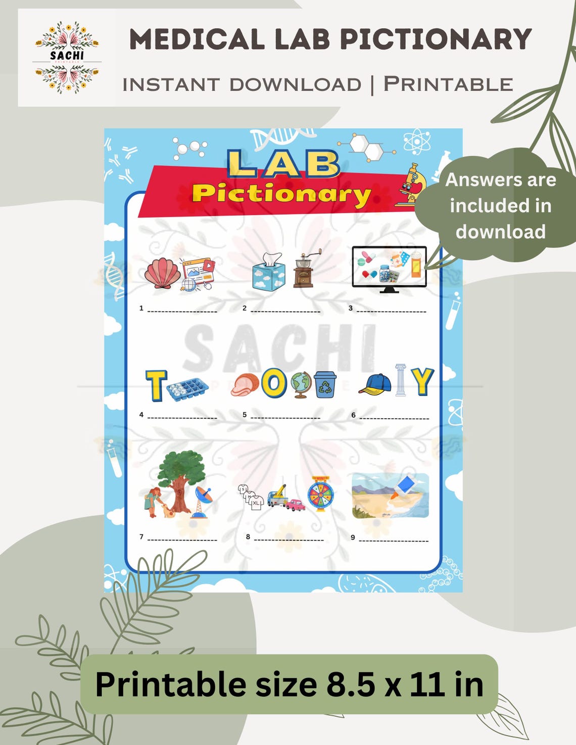 Printable Medical Lab Pictionary Game: Lab Week Activities (PDF) - Etsy