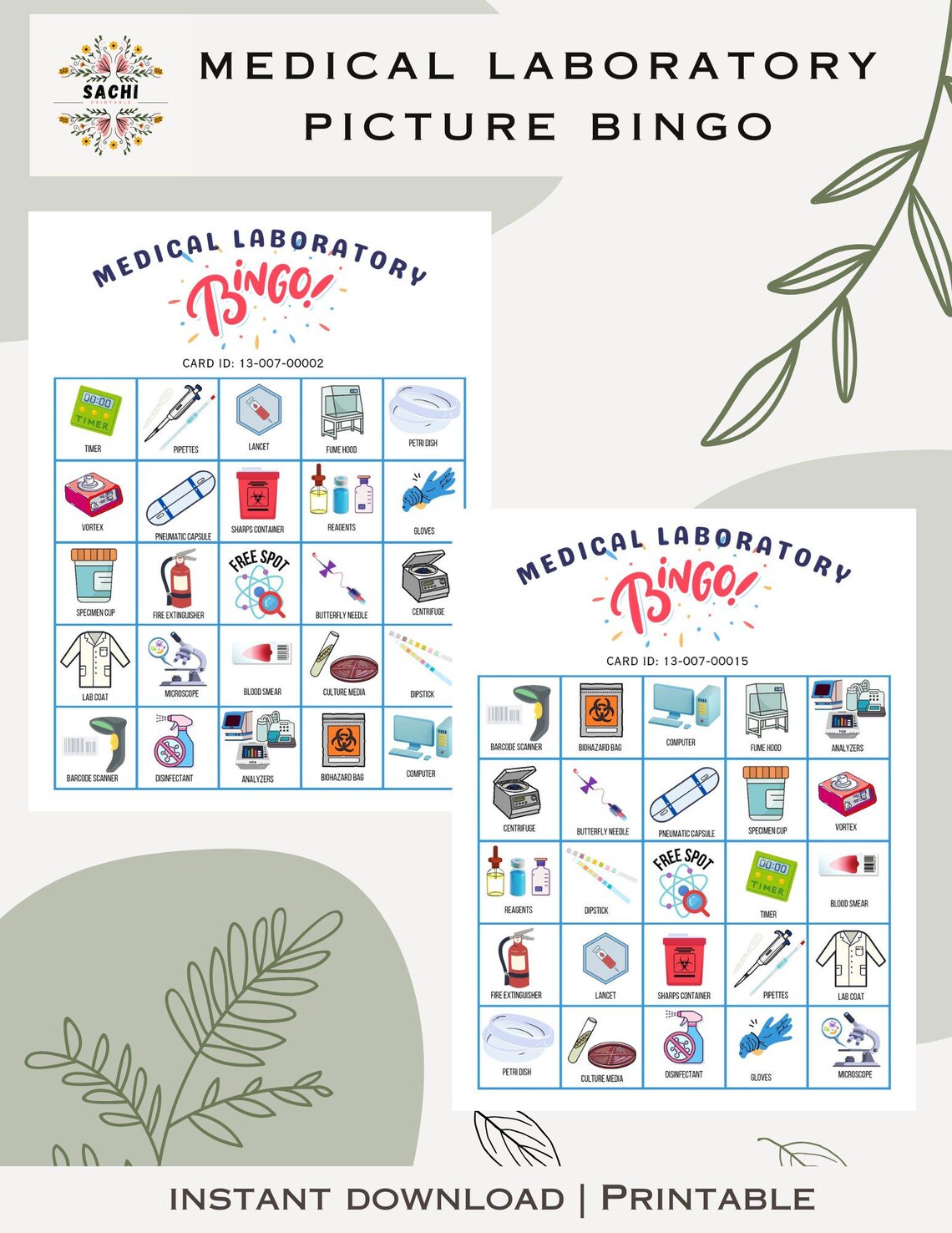 Printable Medical Laboratory Bingo Game | 30 Bingo Cards | Medical ...