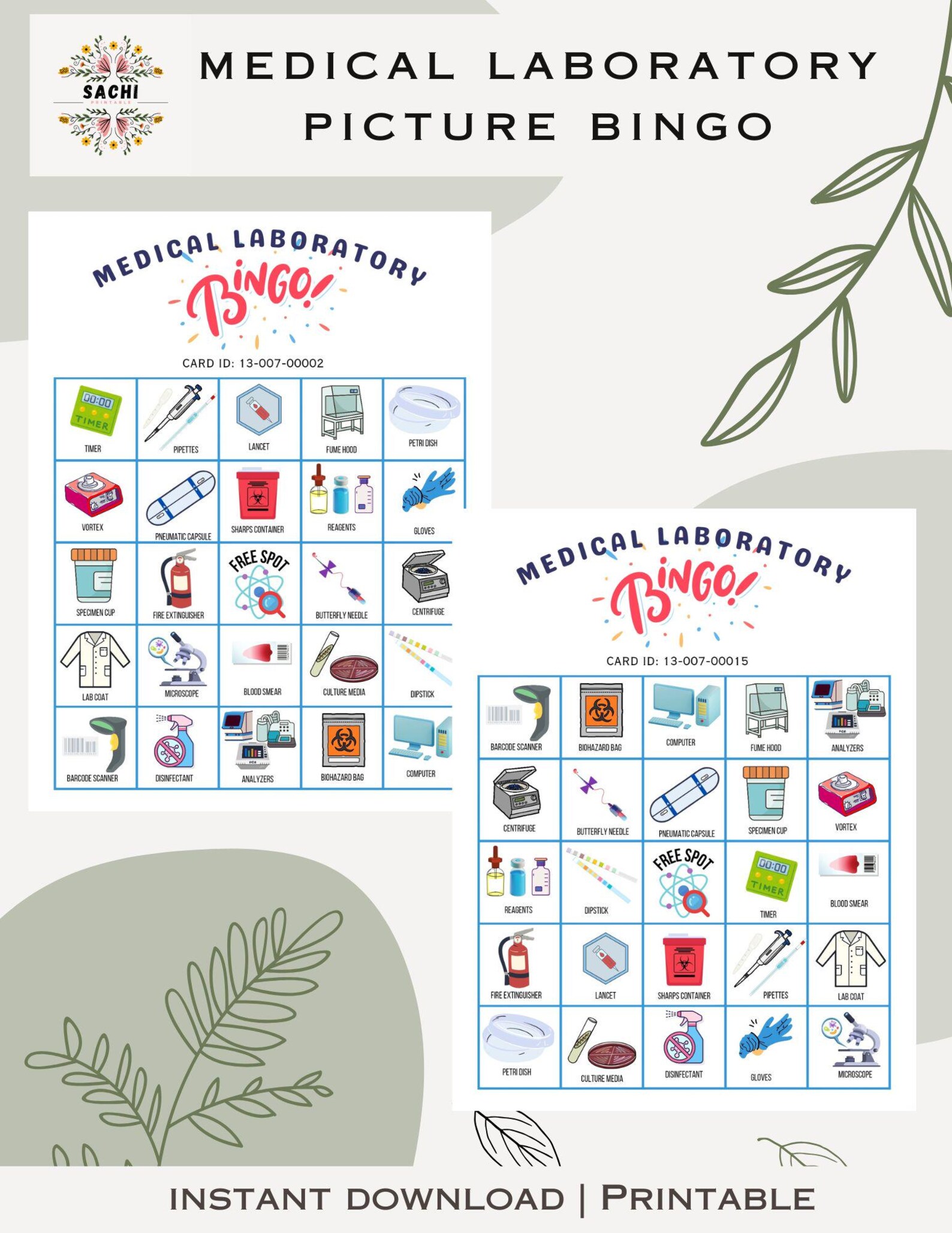 Printable Medical Laboratory Bingo Game | 30 Bingo Cards | Medical ...