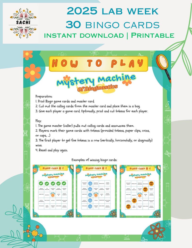 Printable 2025 Lab Week Bingo Game | Medical Laboratory Games | Lab ...