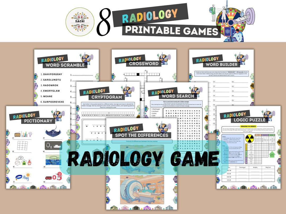 Printable 8 Radiology Game Bundle | 2025 the Kaleidoscope of Radiologic ...