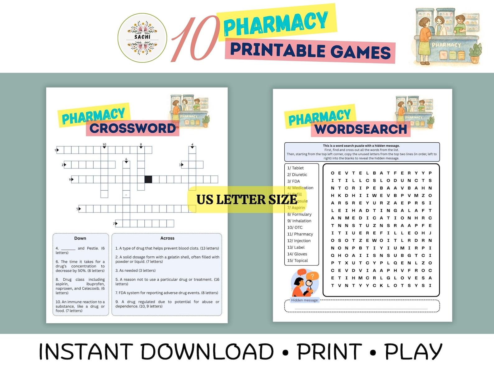 Printable 10 Pharmacy Game Bundle | Pharmacy Week 2025 Puzzles | Fun ...
