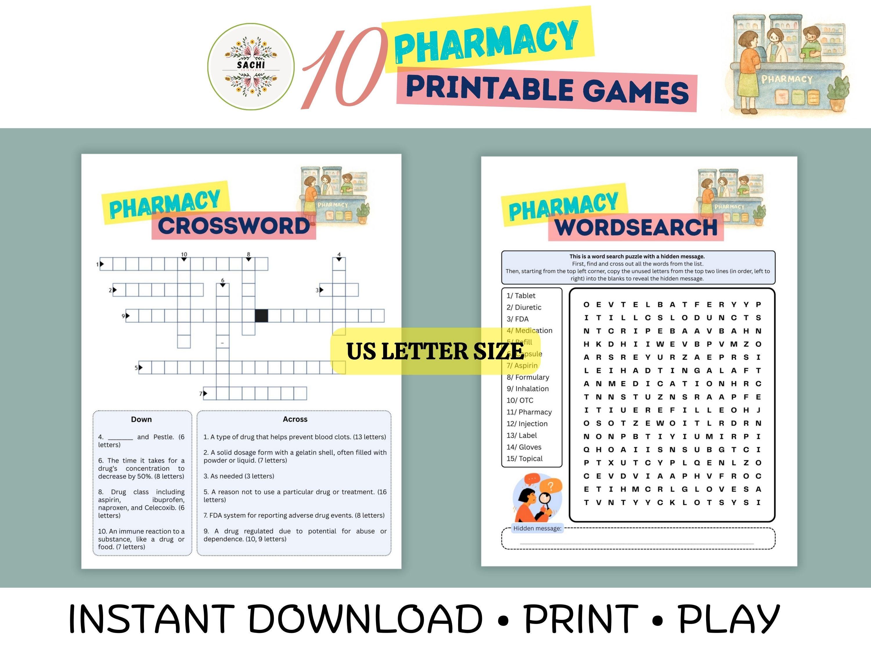 Printable 10 Pharmacy Game Bundle | Pharmacy Week 2025 Puzzles | Fun ...