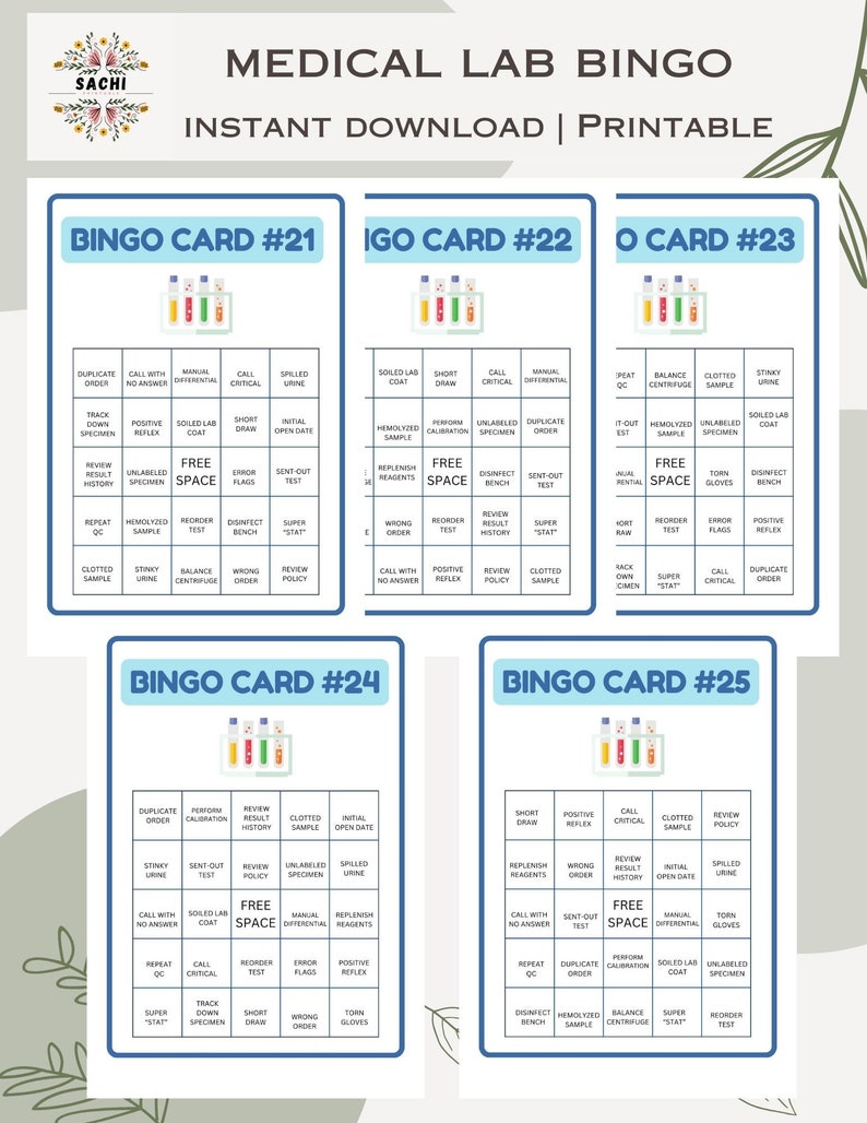 Printable Lab Week Bingo Game 30 Bingo Cards Medical Laboratory Games ...