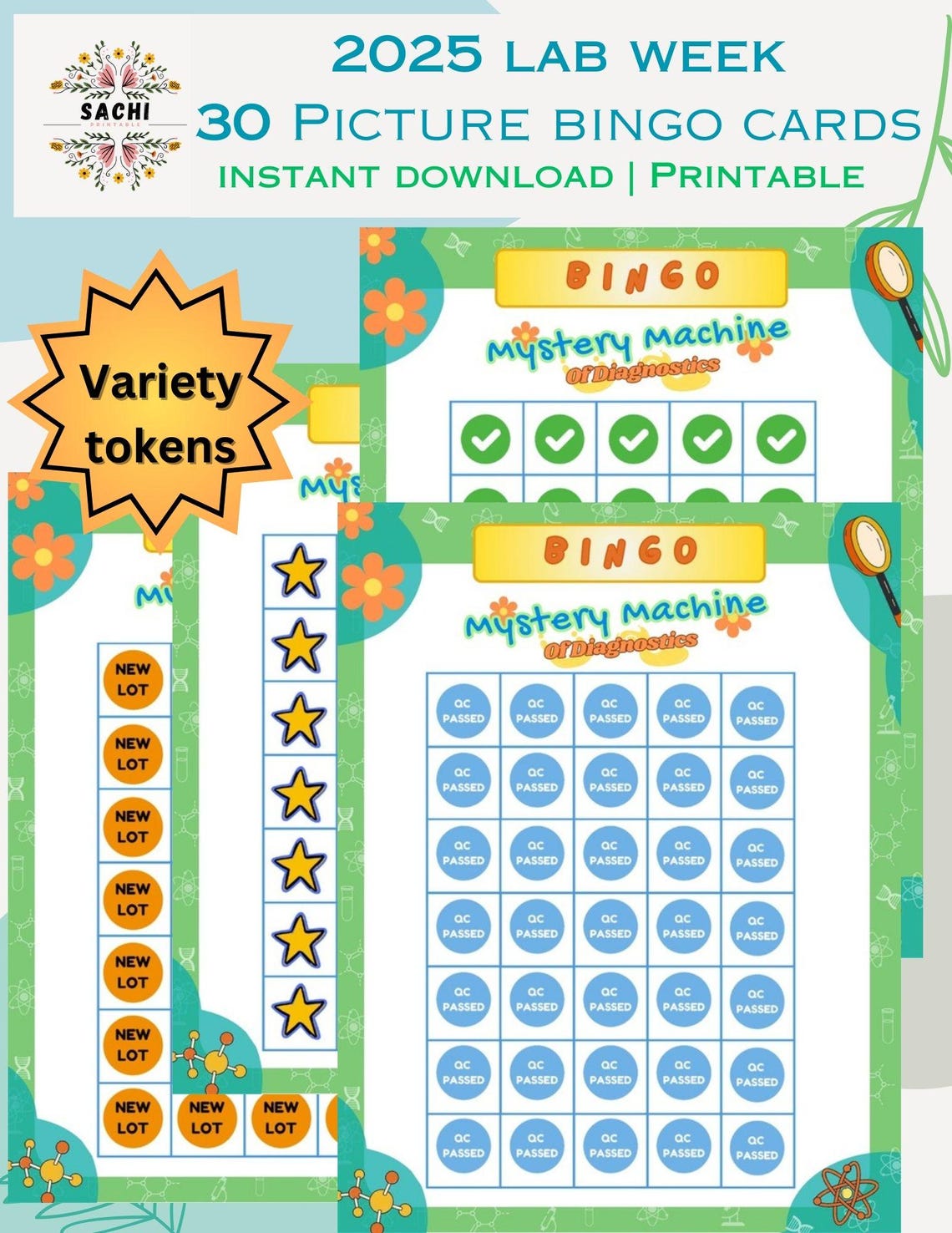 Printable 30 Lab Week Picture Bingo Cards | Medical Laboratory Games ...