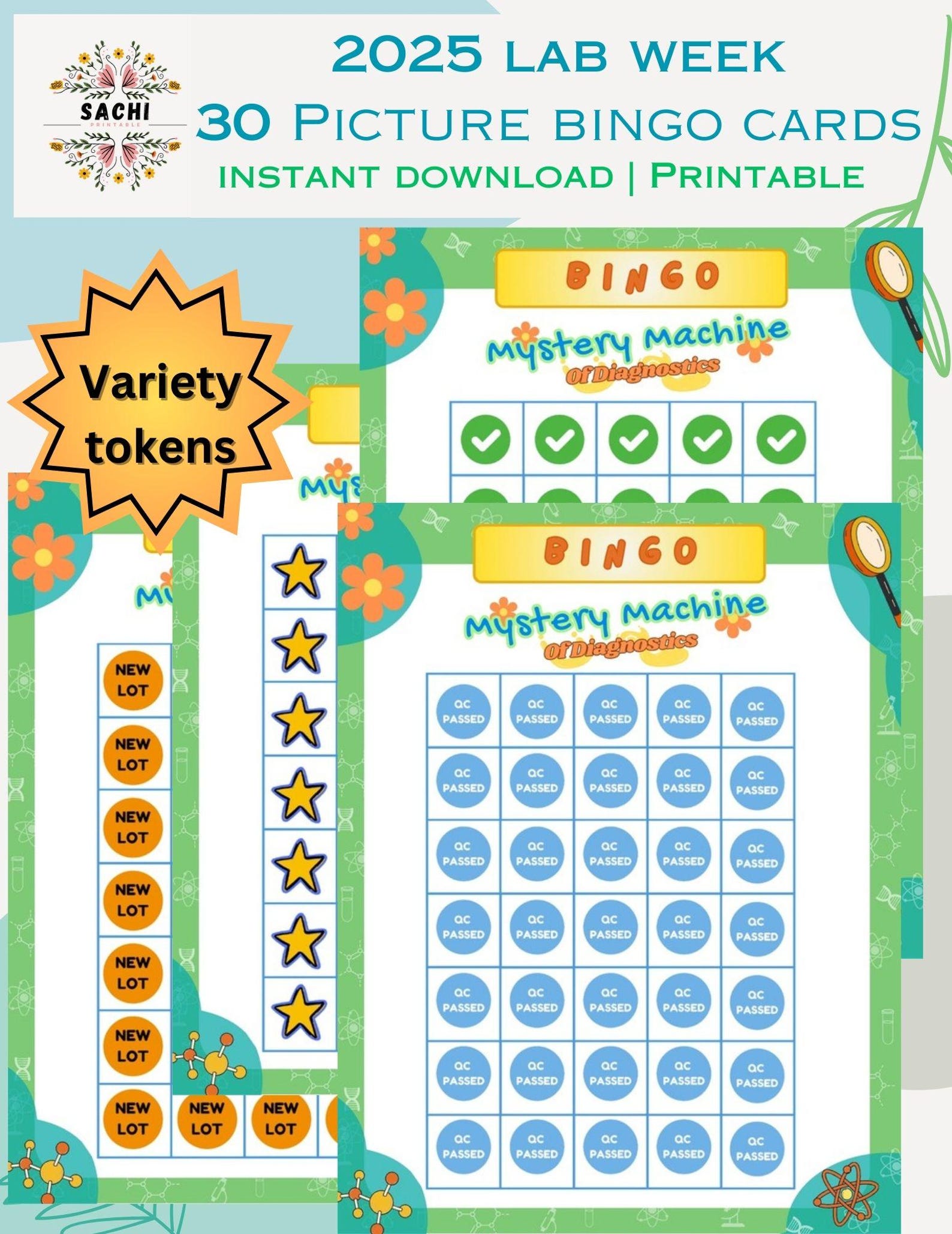 Printable 30 Lab Week Picture Bingo Cards | Medical Laboratory Games ...