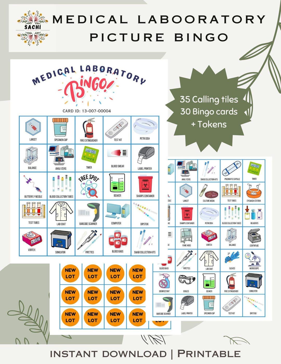 Printable Medical Laboratory Bingo Game 30 Bingo Cards Medical ...