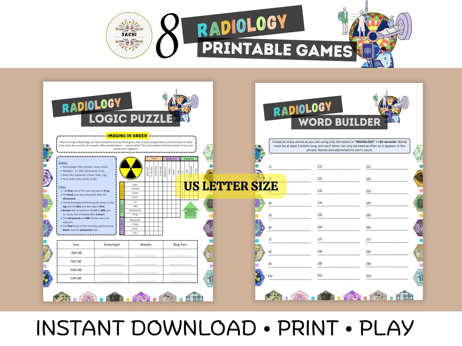 Printable 8 Radiology Game Bundle | 2025 the Kaleidoscope of Radiologic ...