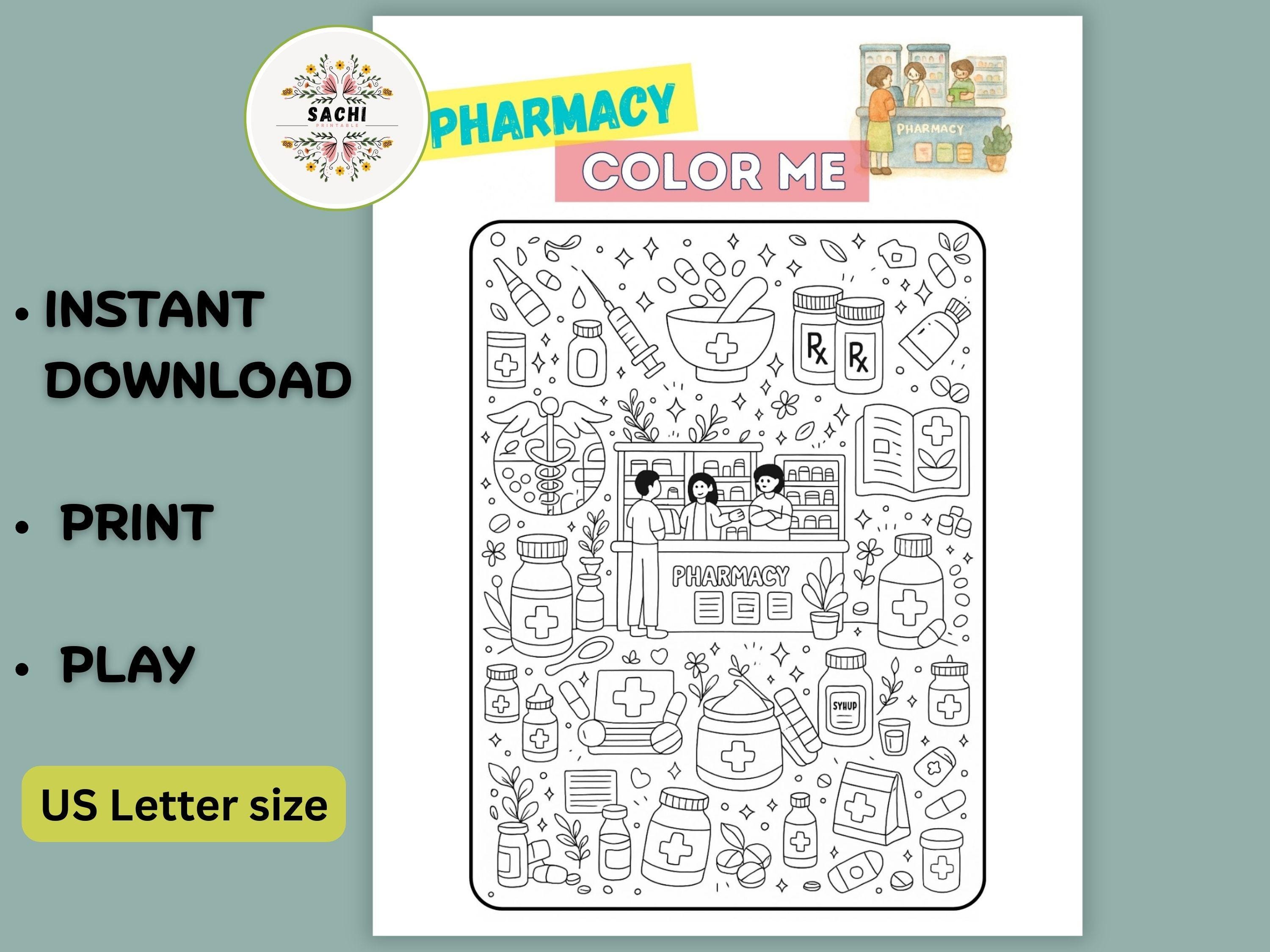 Printable Pharmacy Color Me Game | Fun Activities for Pharmacists ...