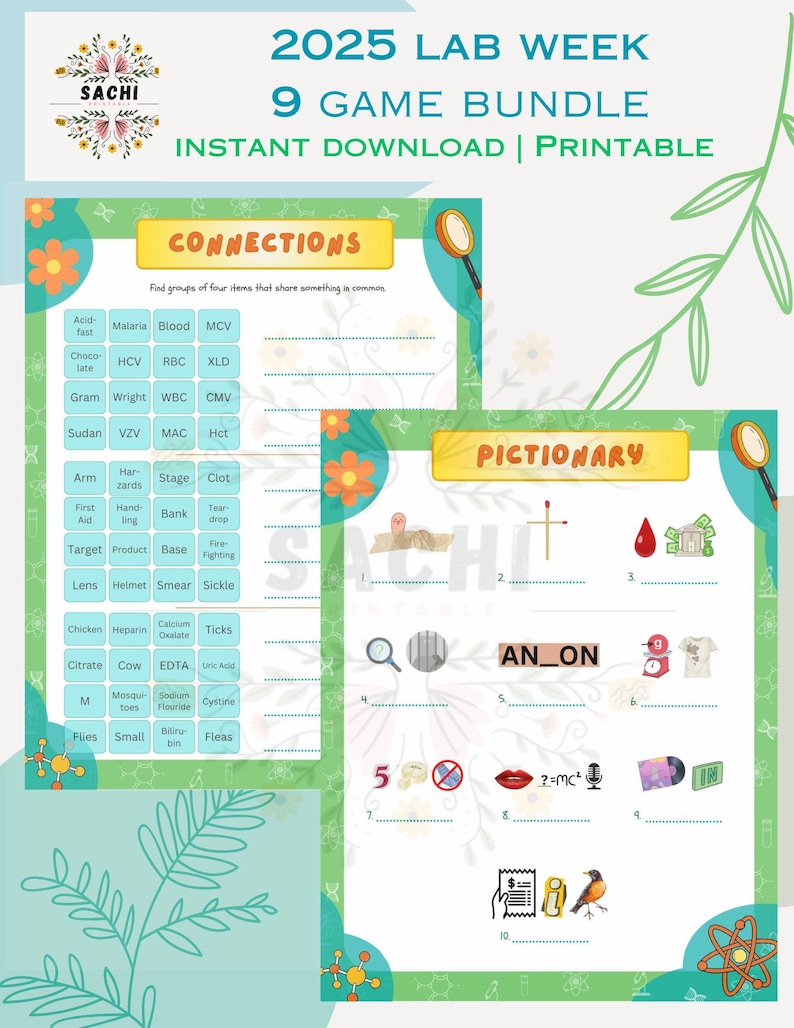 Printable 9 Lab Week Games Bundle | 2025 Mystery Machine of Diagnostics ...