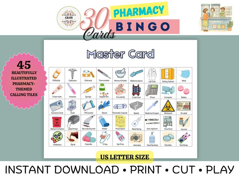 Printable 30 Pharmacy Bingo Cards | Pharmacy Week 2025 | Fun Activities ...