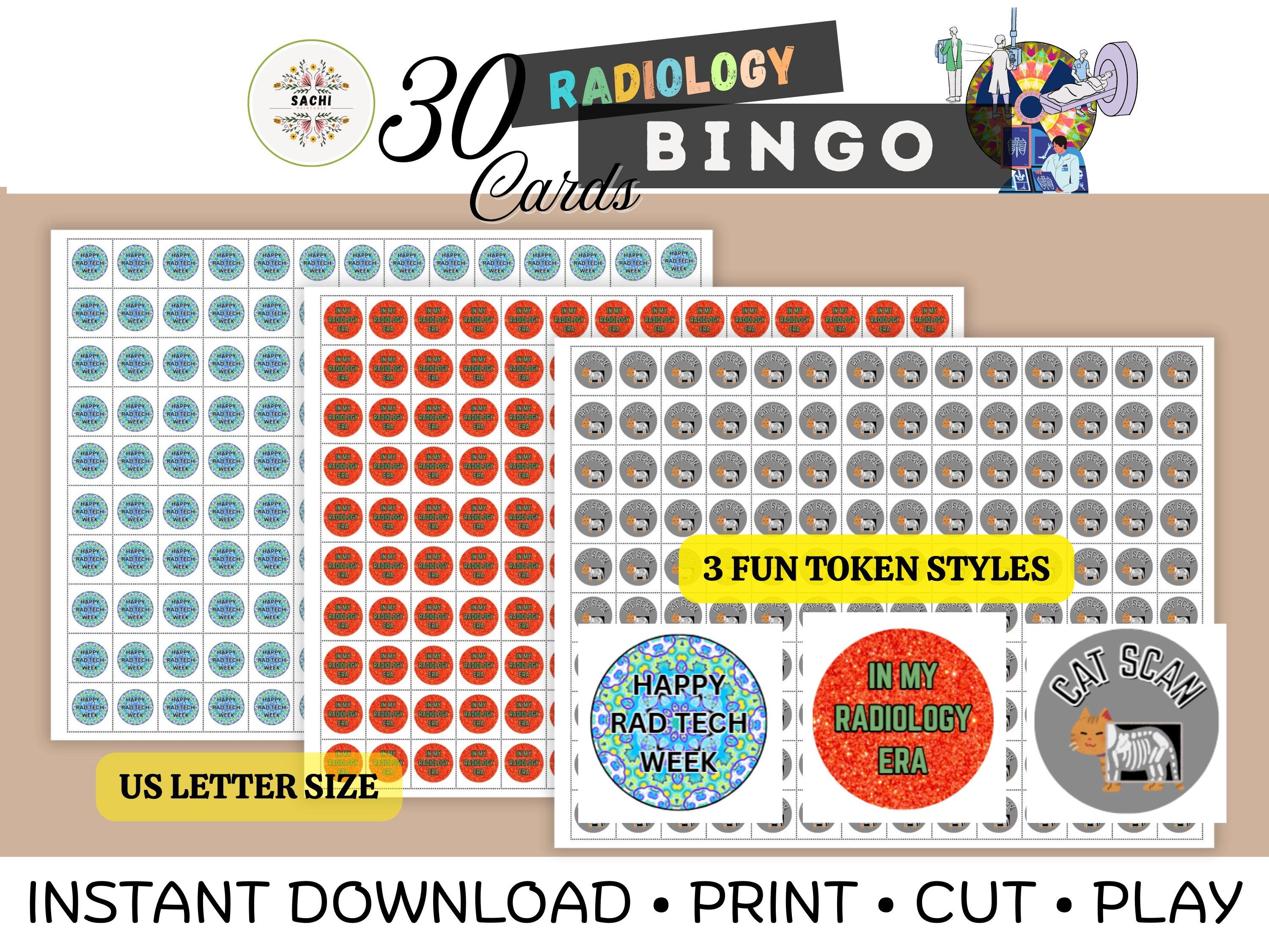 Radiology Bingo Printable | 30 Unique Cards | Illustrated Radiology ...