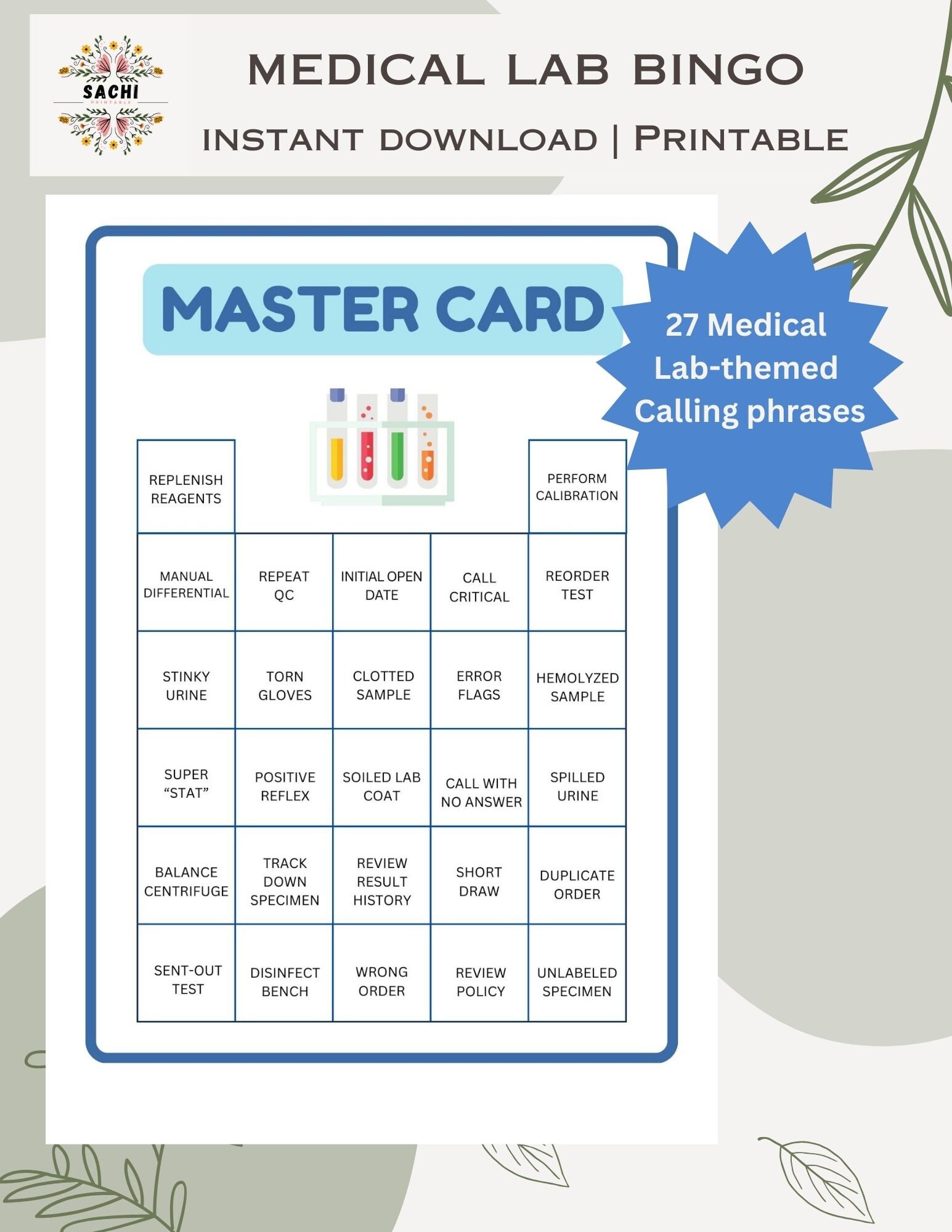 Printable Lab Week Bingo Game Medical Laboratory Games Lab Week ...