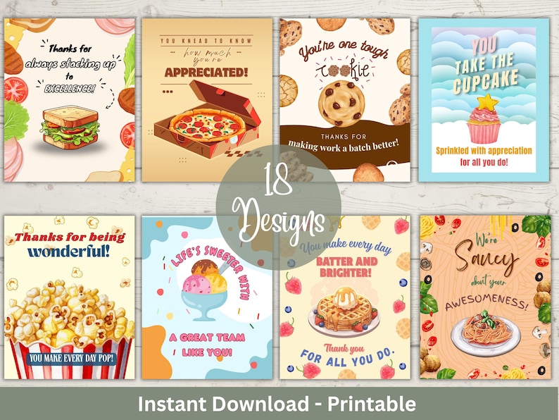 Staff/ Employee Appreciation Sign Bundle | 18 Printable Food Pun ...