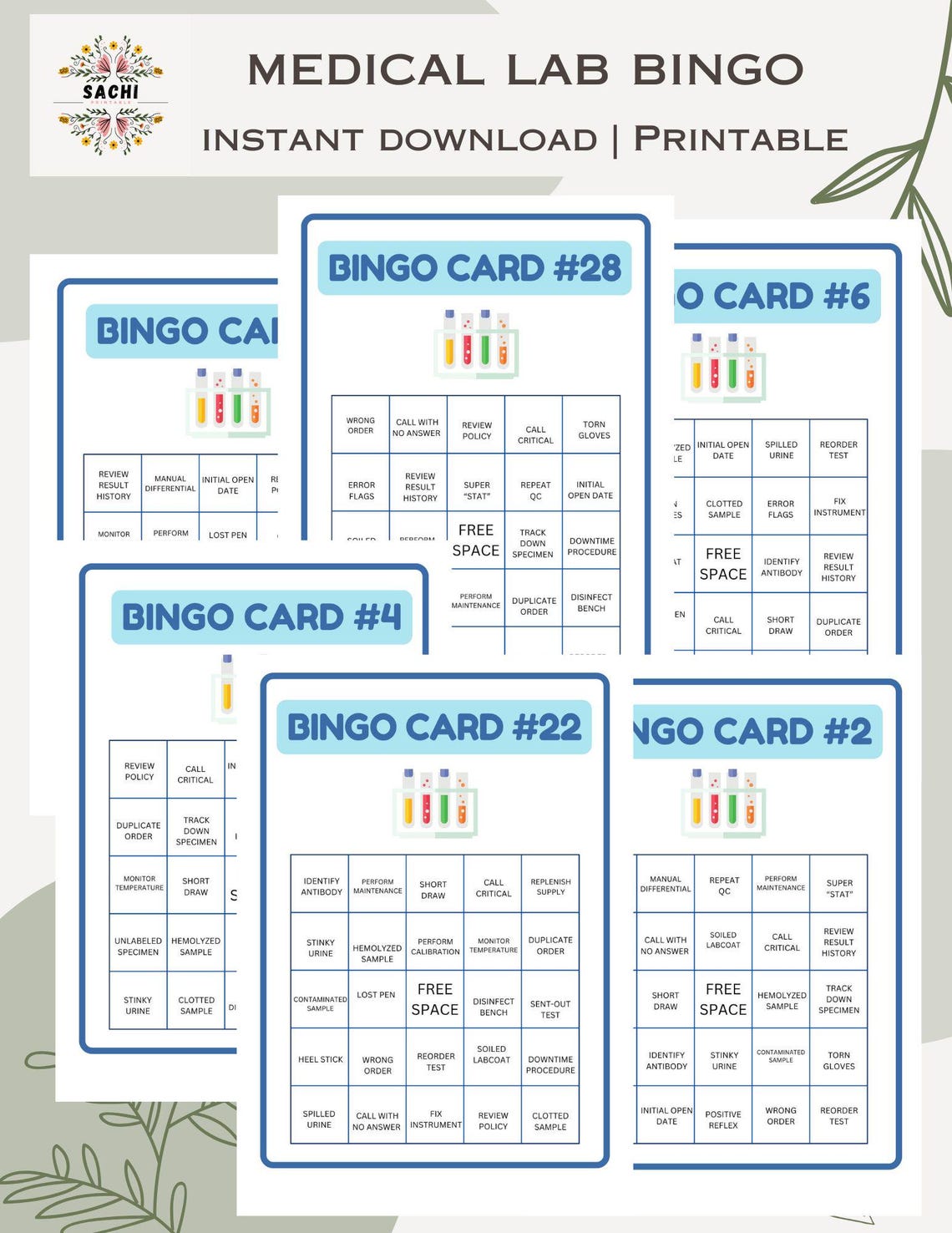 Printable Lab Week Bingo Game | 30 Bingo Cards | Medical Laboratory ...