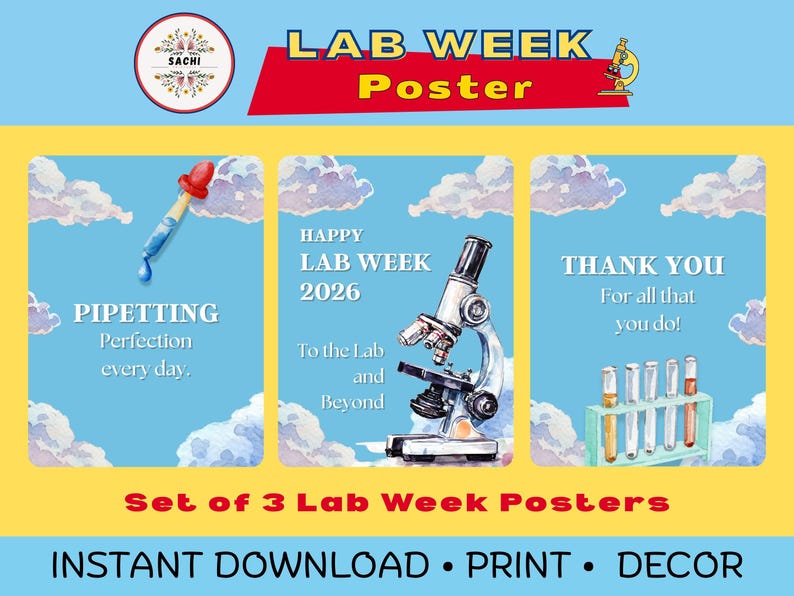 Lab Week Posters (set of 3) | Printable Watercolor Illustrated | 2026 ...