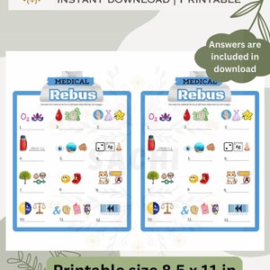Printable Medical REBUS Game | Nurse Week Puzzles | Healthcare Week ...