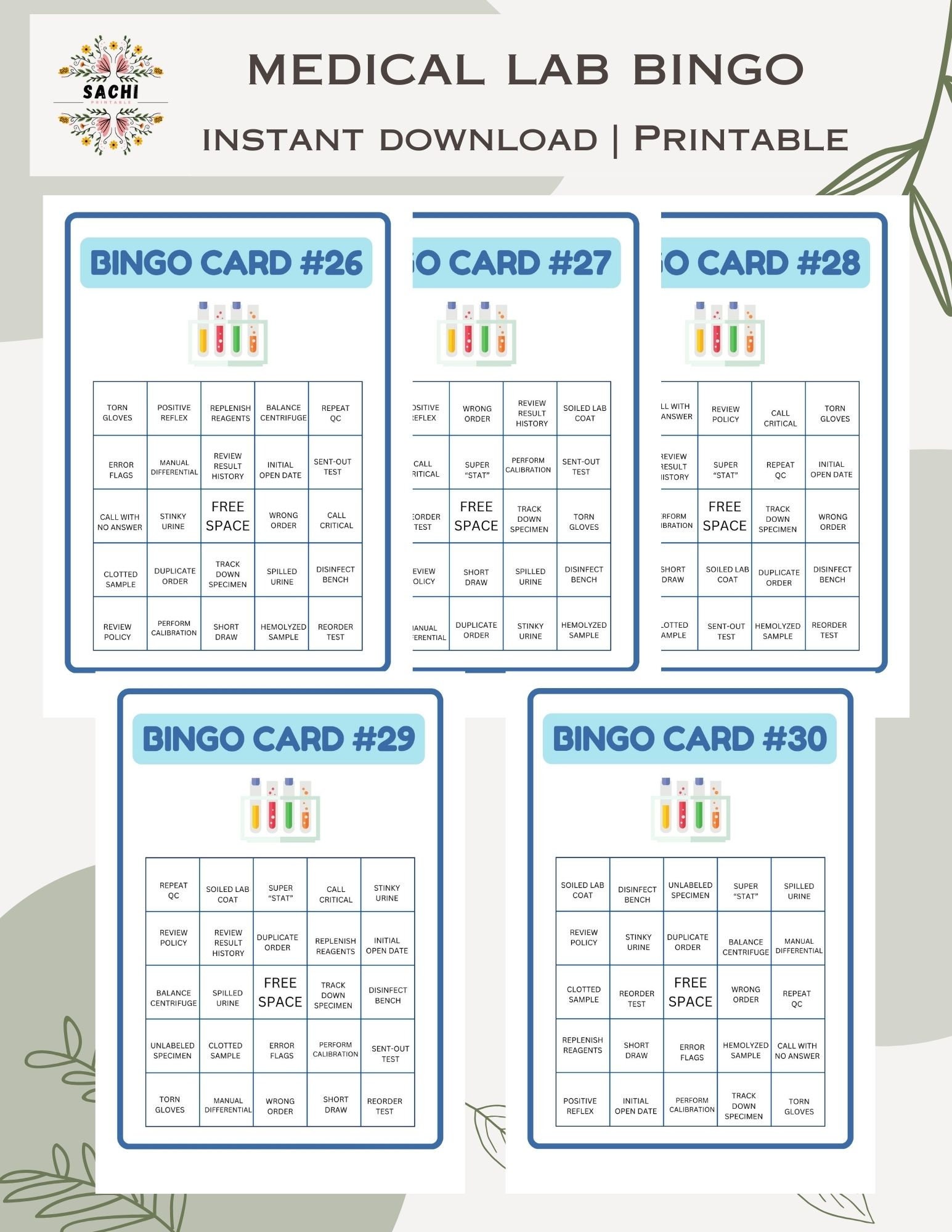 Printable Lab Week Bingo Game 30 Bingo Cards Medical Laboratory Games ...