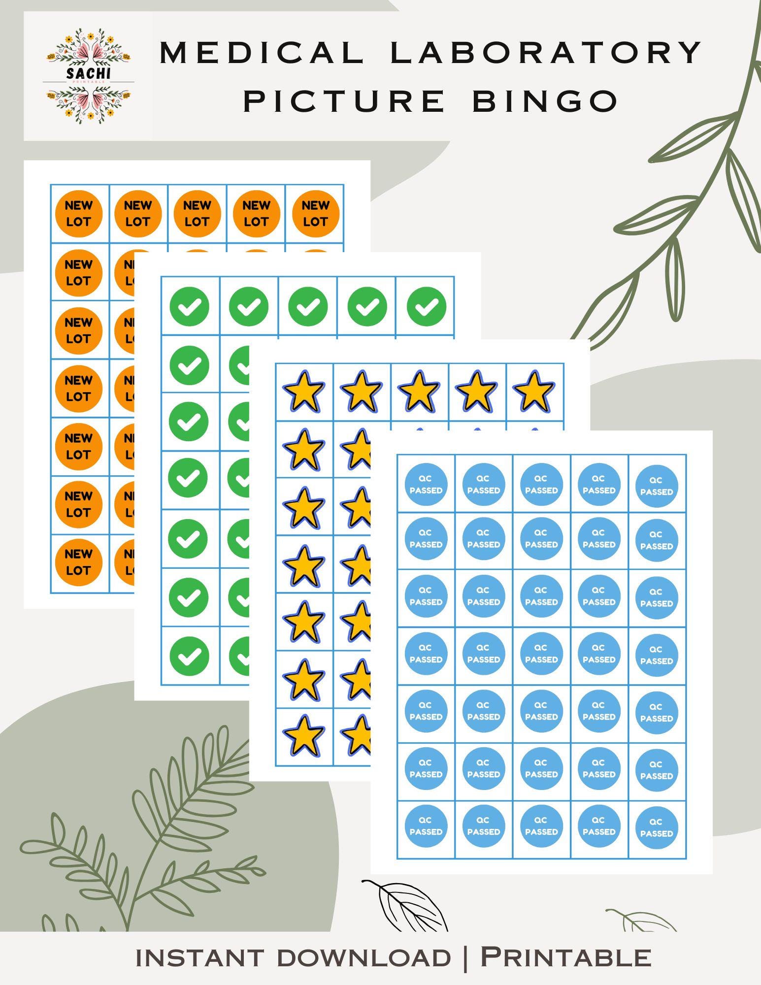 Printable Medical Laboratory Bingo Game | 30 Bingo Cards | Medical ...