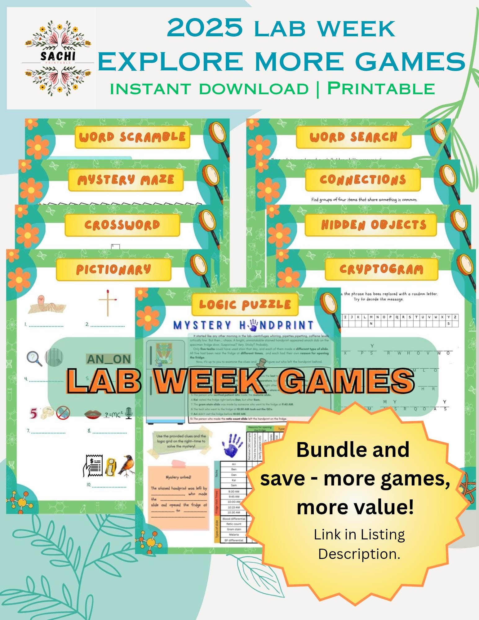 Printable Medical Lab Pictionary Game: Lab Week Activities (PDF) - Etsy