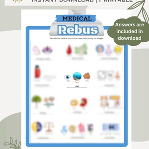 Printable Medical REBUS Game | Nurse Week Puzzles | Healthcare Week ...