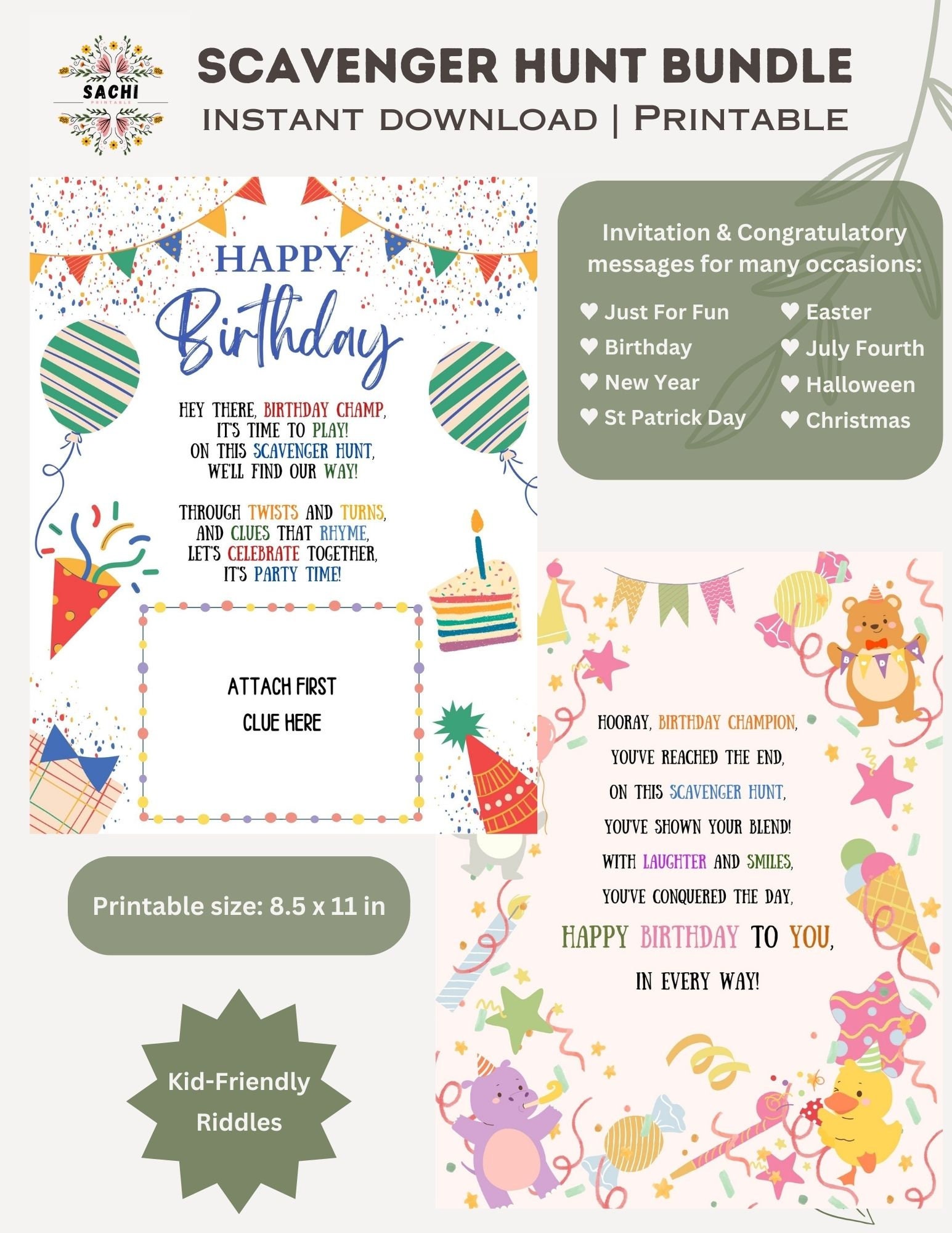 Kids Scavenger Hunt: 34 Indoor & Outdoor Clue Cards (printable PDF) - Etsy