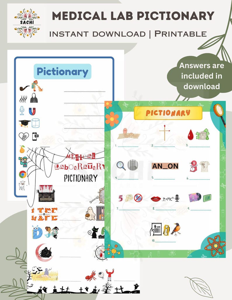 Printable Medical Lab Pictionary Game: Lab Week Activities (PDF) - Etsy