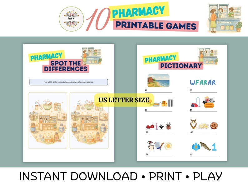 Printable 10 Pharmacy Game Bundle | Pharmacy Week 2025 Puzzles | Fun ...