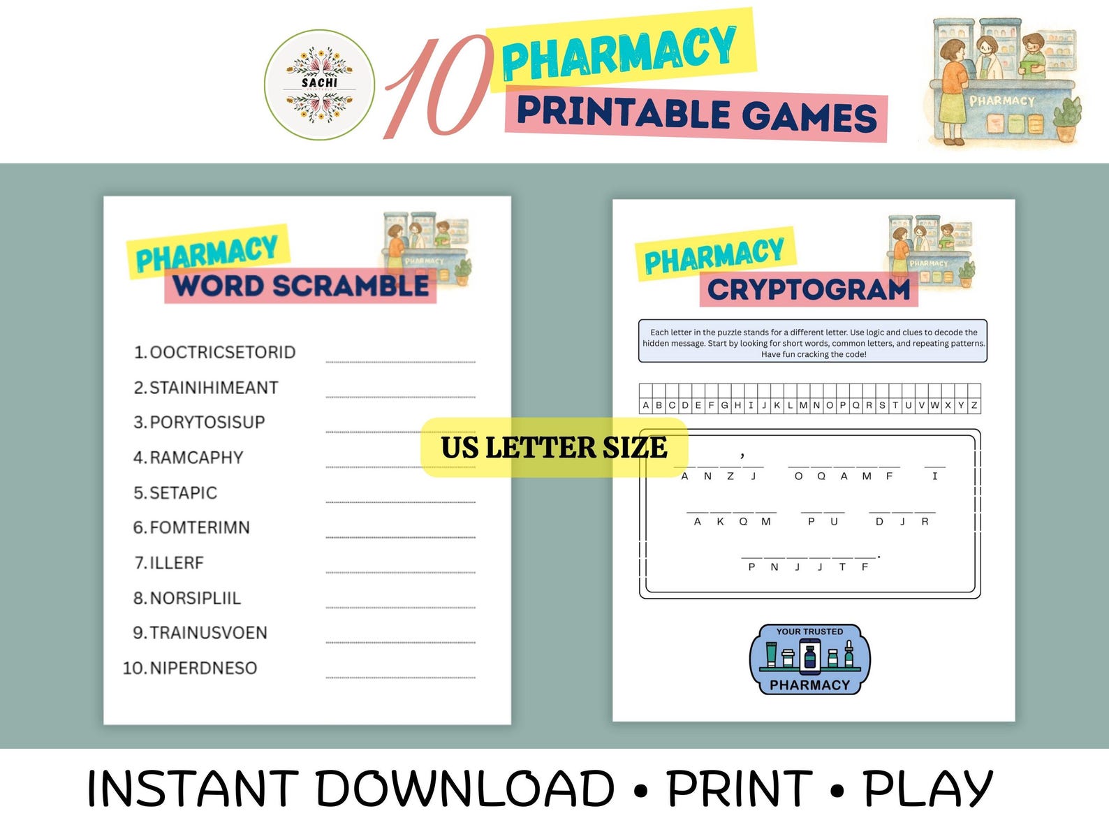 Printable 10 Pharmacy Game Bundle | Pharmacy Week 2025 Puzzles | Fun ...