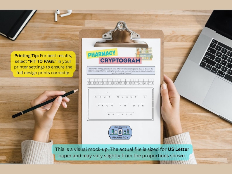 Pharmacy Cryptogram Puzzle: Printable Game for Pharmacy Week (PDF ...