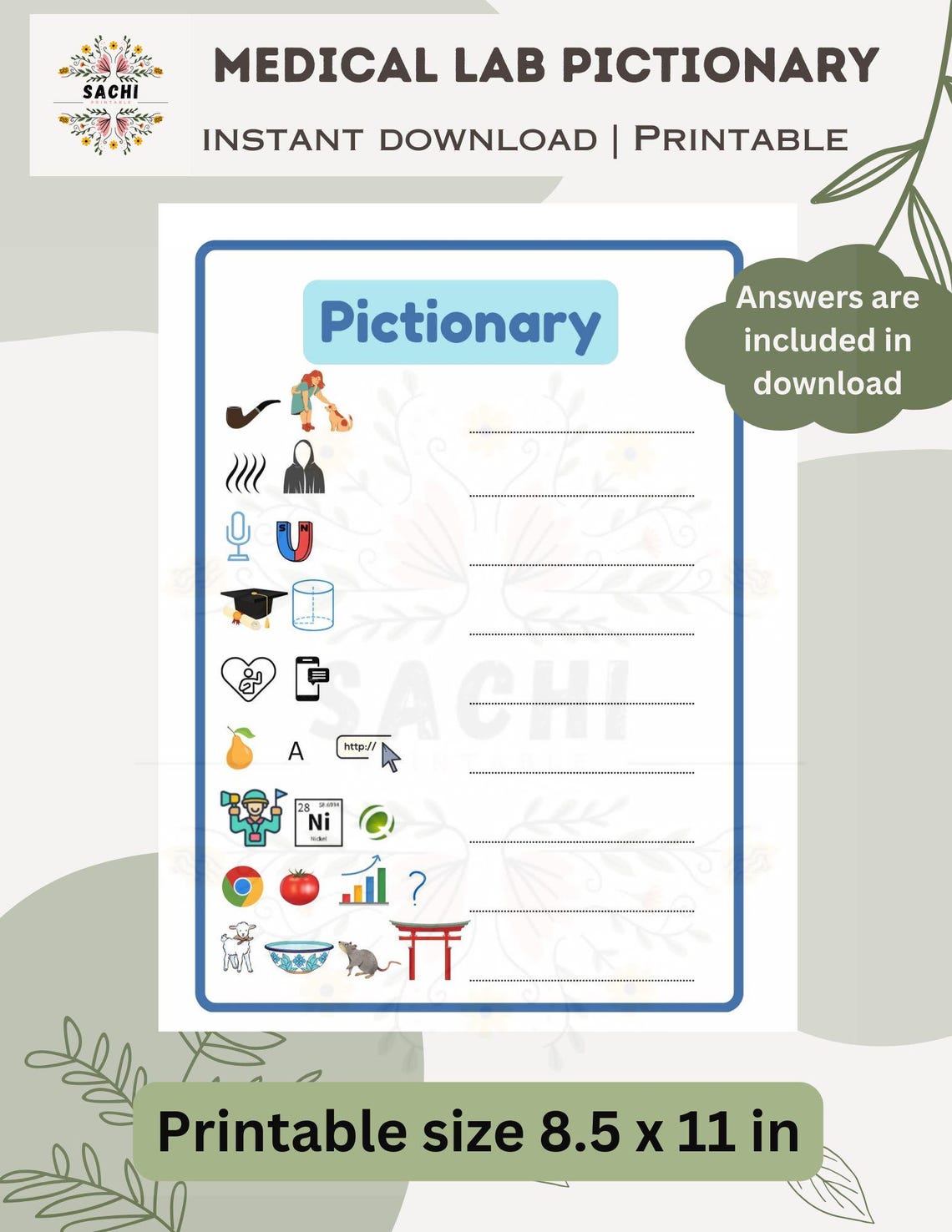 Printable Medical Lab Pictionary Game: Lab Week Activities (PDF) - Etsy