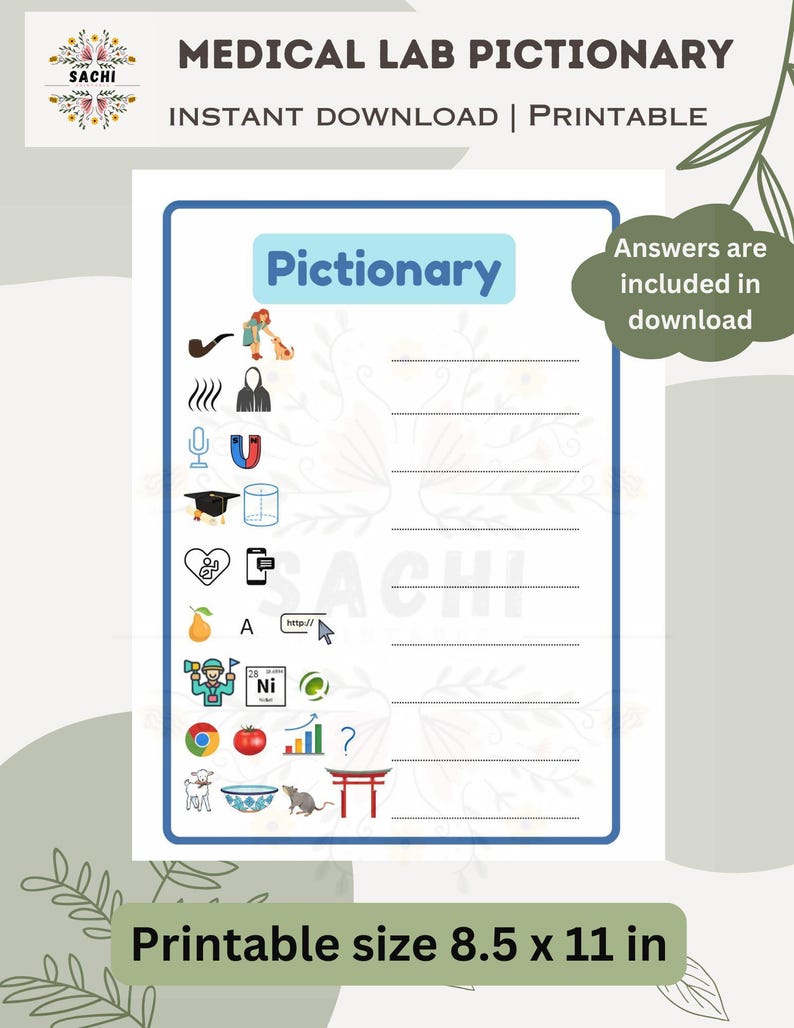 Printable Medical Lab Pictionary Game: Lab Week Activities (PDF) - Etsy