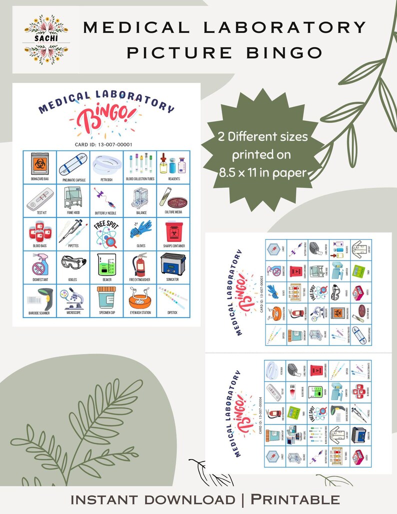Printable Medical Laboratory Bingo Game | 30 Bingo Cards | Medical ...