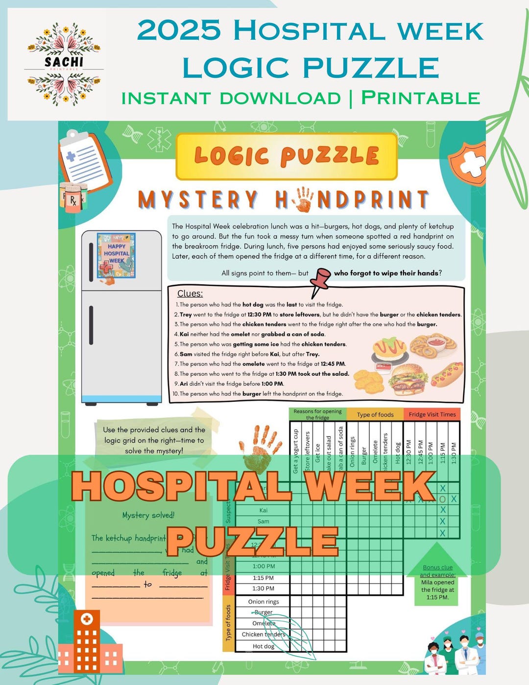 Printable Hospital Week Logic Puzzle | 2025 Hospital Week | Hospital ...