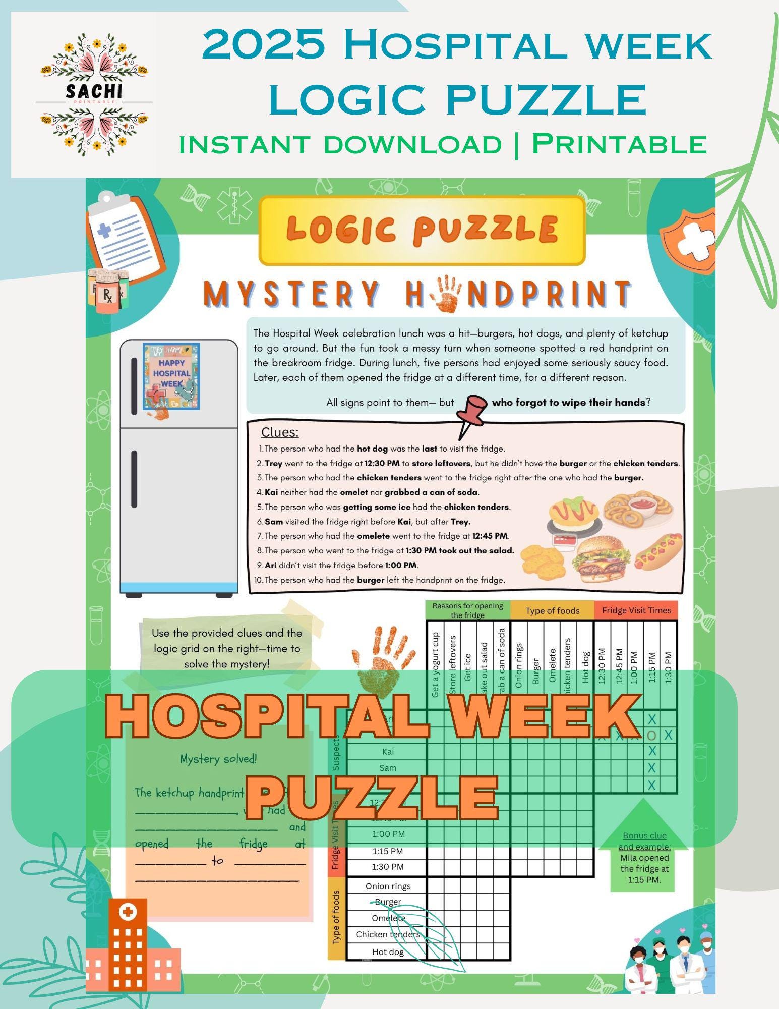 Printable Hospital Week Logic Puzzle | 2026 Hospital Week | Hospital ...