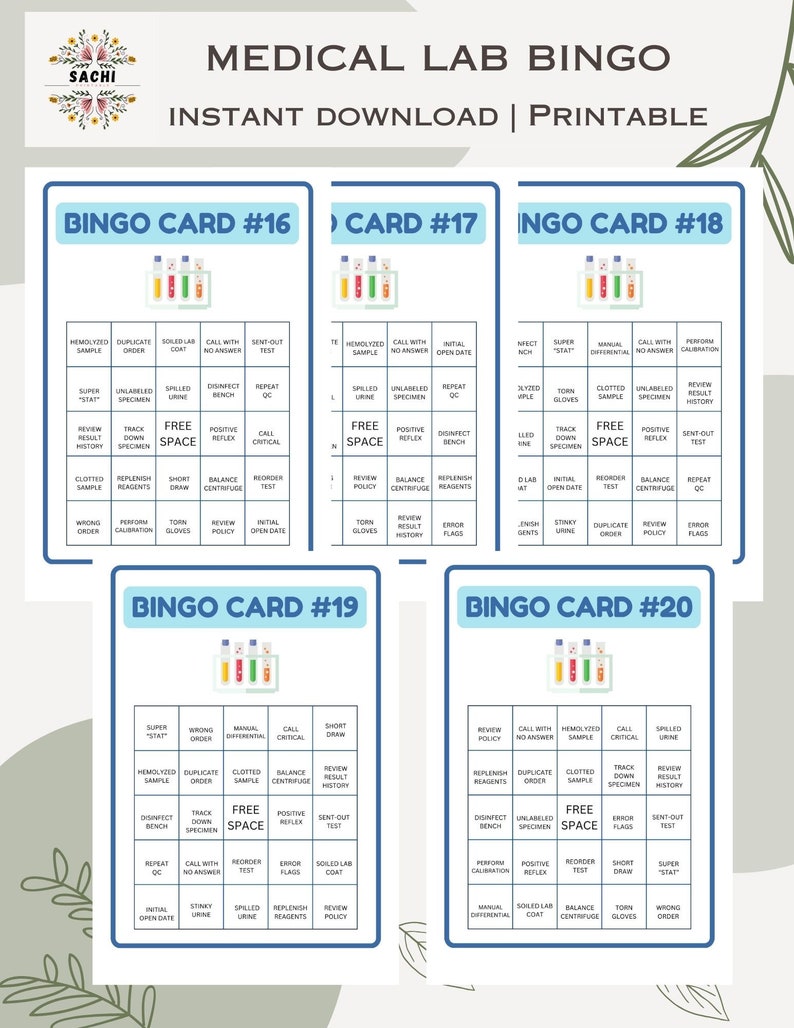 Printable Lab Week Bingo Game 30 Bingo Cards Medical Laboratory Games ...