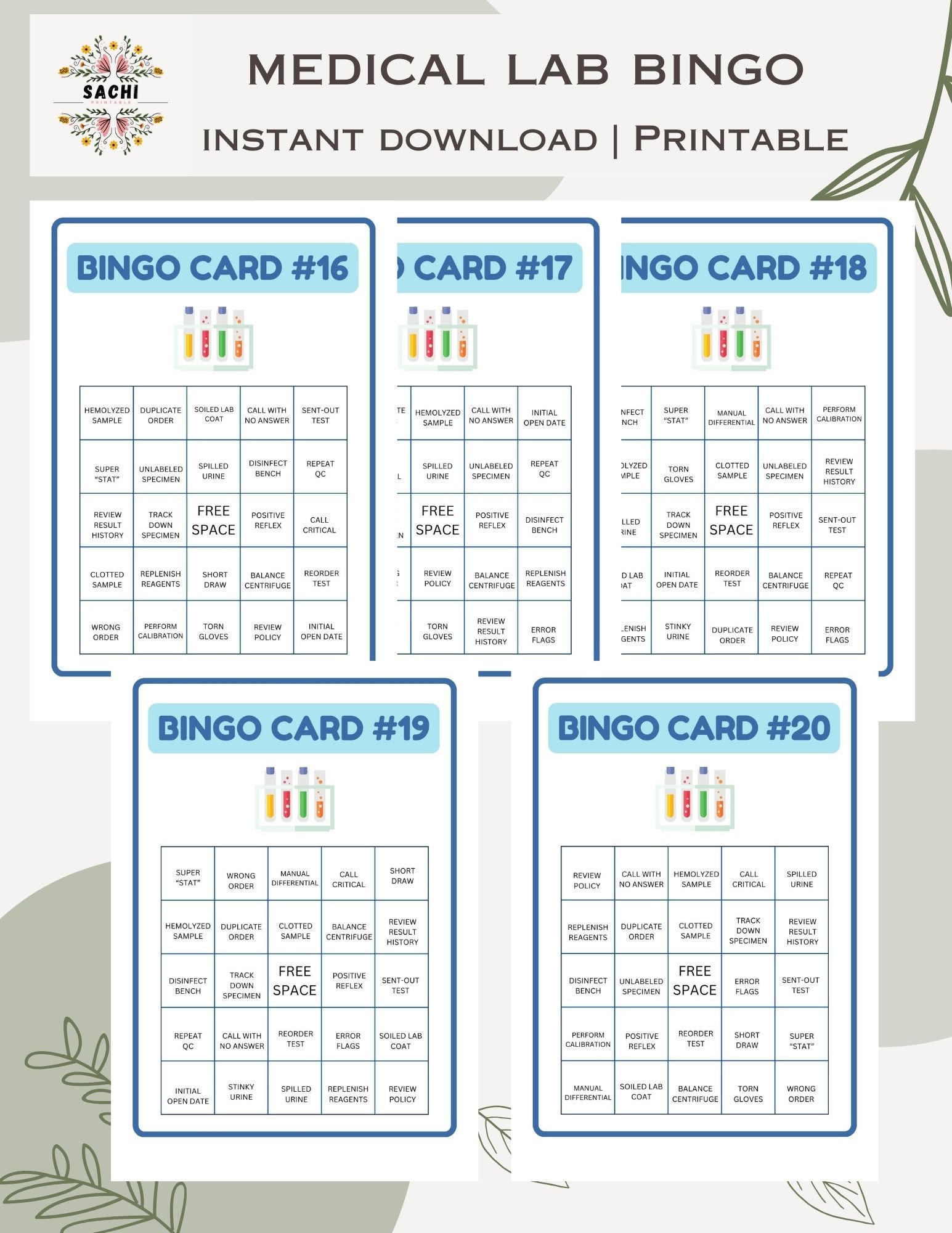 Printable Lab Week Bingo Game 30 Bingo Cards Medical Laboratory Games ...