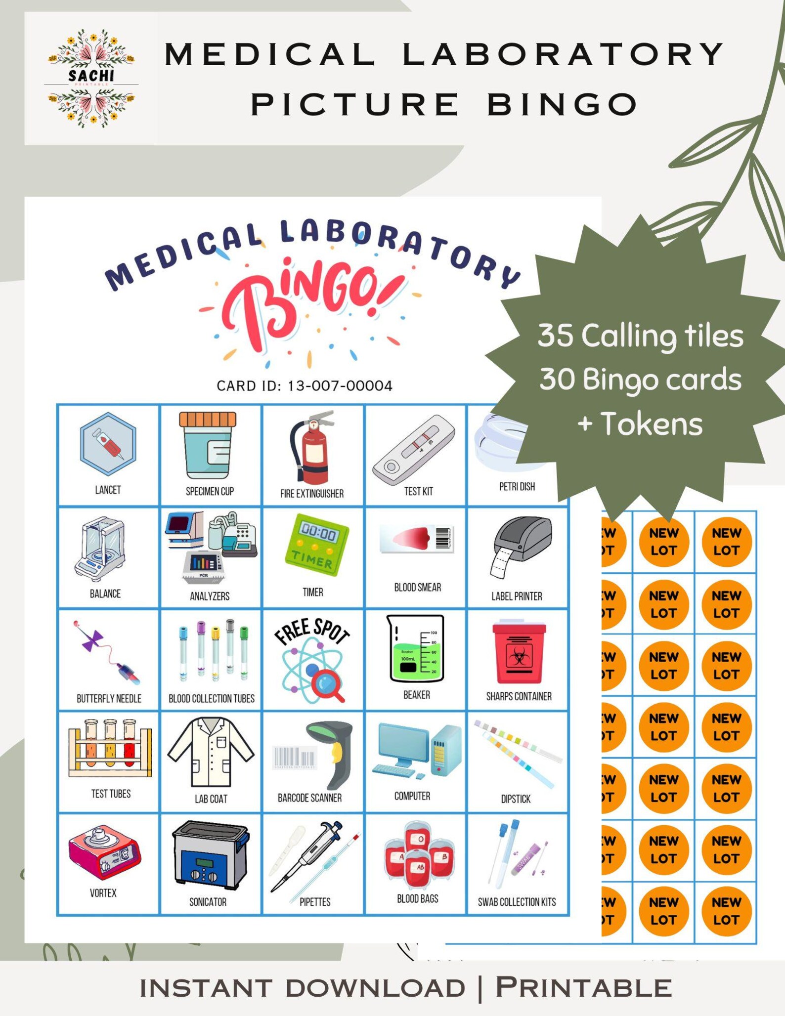 Printable Medical Laboratory Bingo Game | 30 Bingo Cards | Medical ...