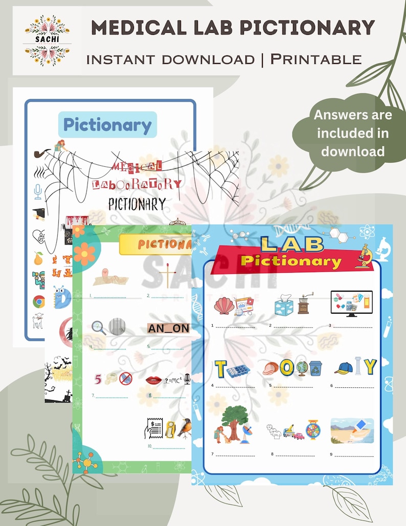 Printable Medical Lab Pictionary Game: Lab Week Activities (PDF) - Etsy