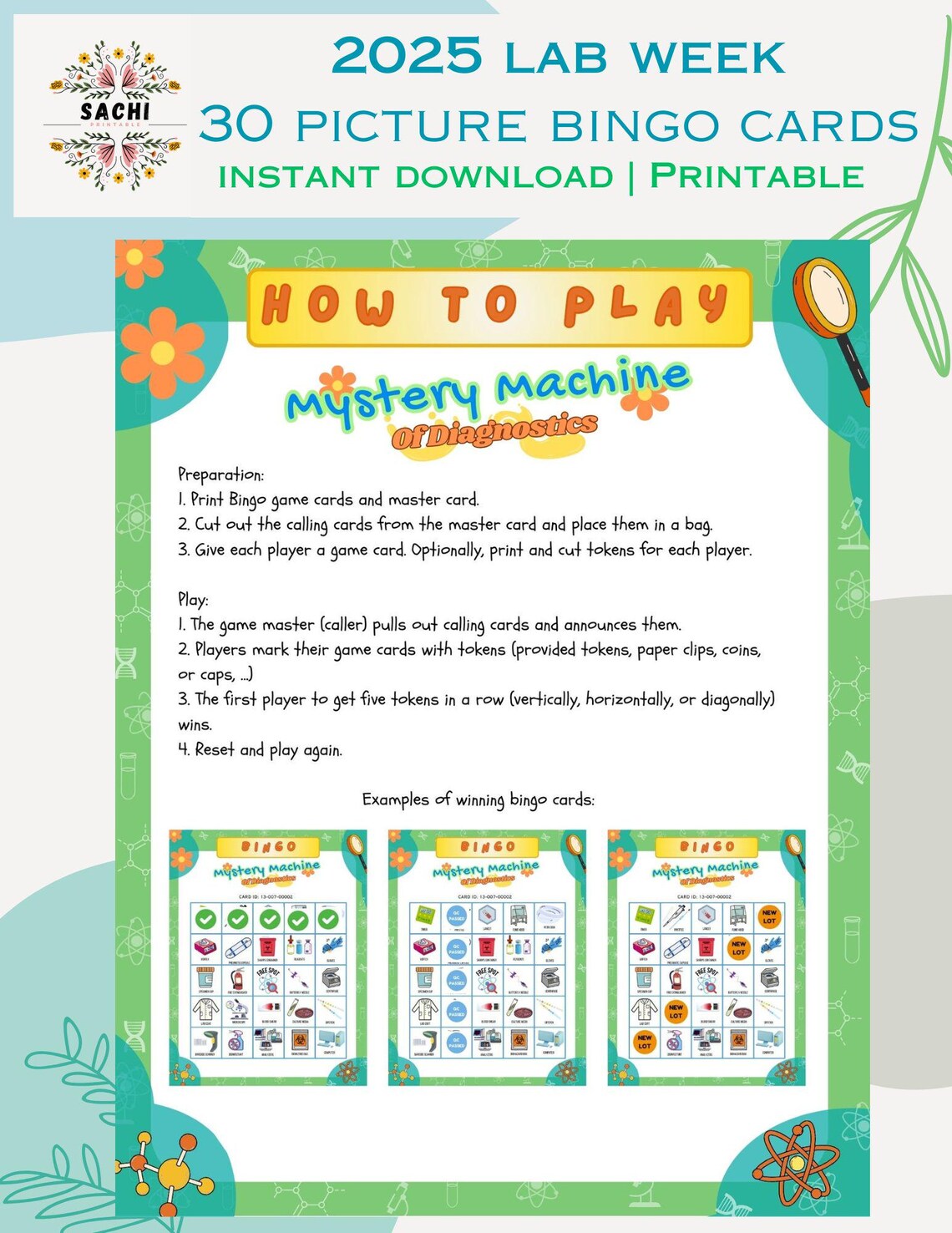 Printable 30 Lab Week Picture Bingo Cards | Medical Laboratory Games ...