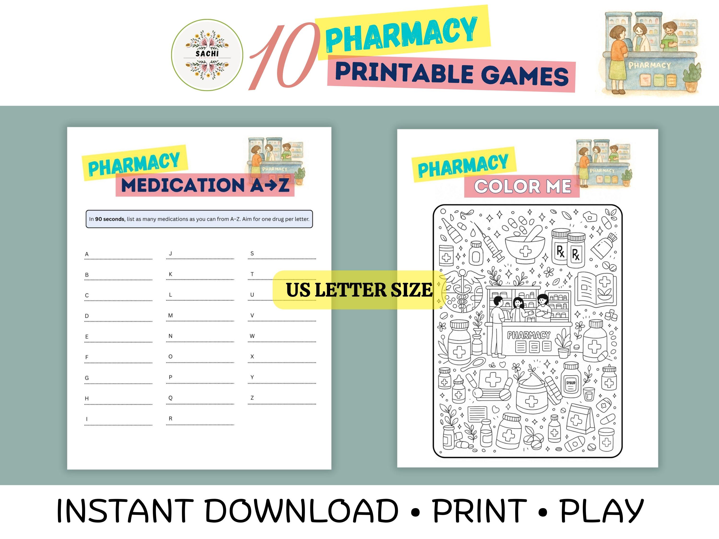 Printable 10 Pharmacy Game Bundle | Pharmacy Week 2025 Puzzles | Fun ...