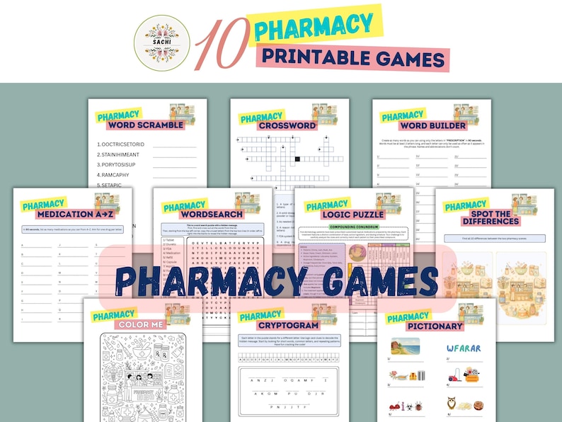 Printable 10 Pharmacy Game Bundle | Pharmacy Week 2025 Puzzles | Fun ...