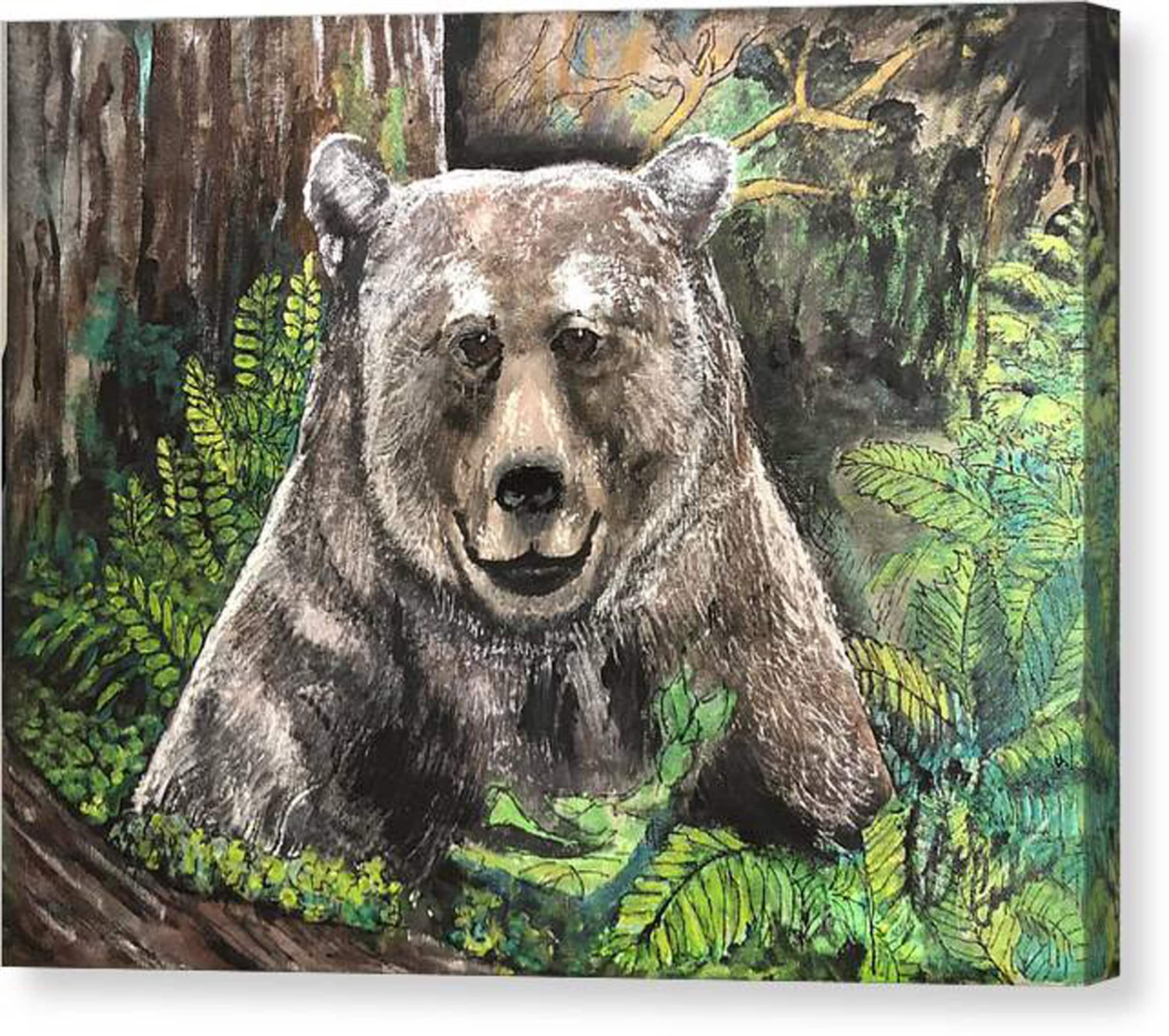 2139 "grizzly Greeting" Hand Painted Original Acrylic on Framed Canvas ...