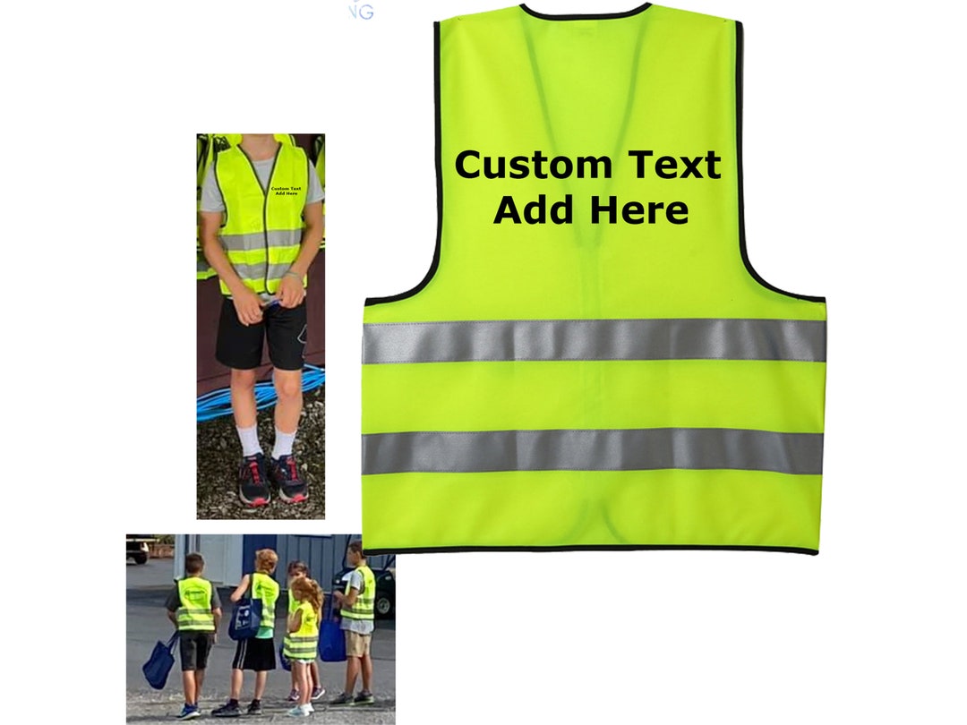 Personalized Custom Printed Text Logo Kids Reflective Safety Vest ...