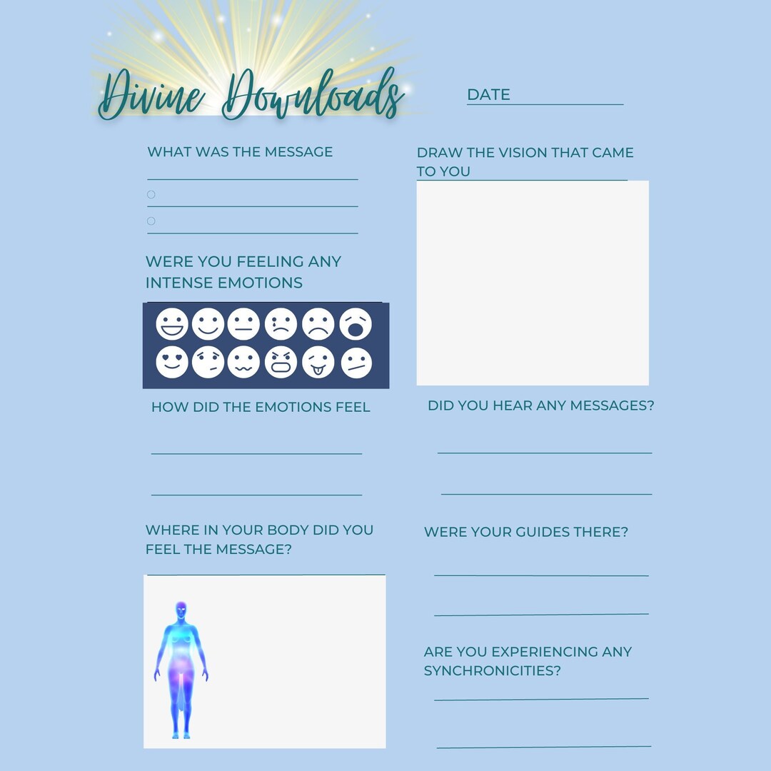 Divine Downloads Meditation Journal, Printable Template (PDF) - Etsy